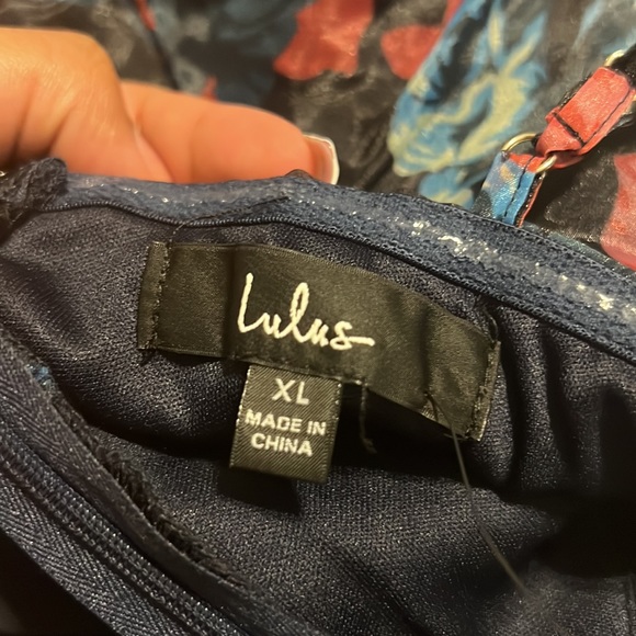 Lulus | Dresses | Navy Blue Floral Skater Mini Dress | Poshmark